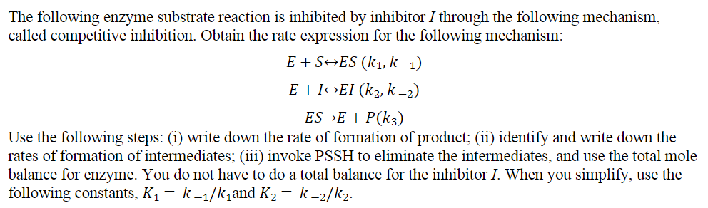 Solved The following enzyme substrate reaction is inhibited | Chegg.com