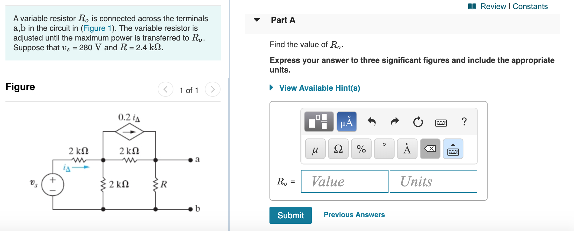 Solved Review | Constants Part A A variable resistor R, is | Chegg.com