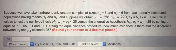 Solved Suppose we have taken independent, random samples of | Chegg.com