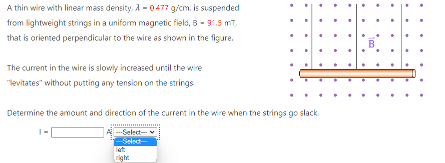 Solved A thin wire with linear mass density, λ=0.477 g/cm, | Chegg.com