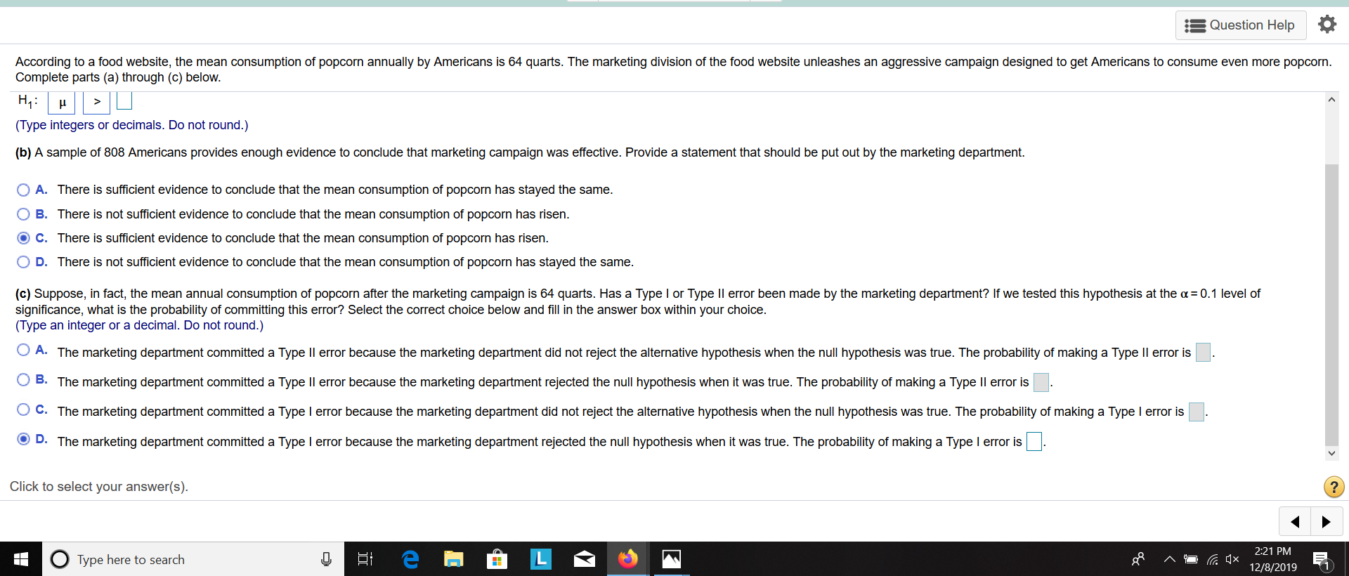 Solved Question Help According to a food website, the mean | Chegg.com