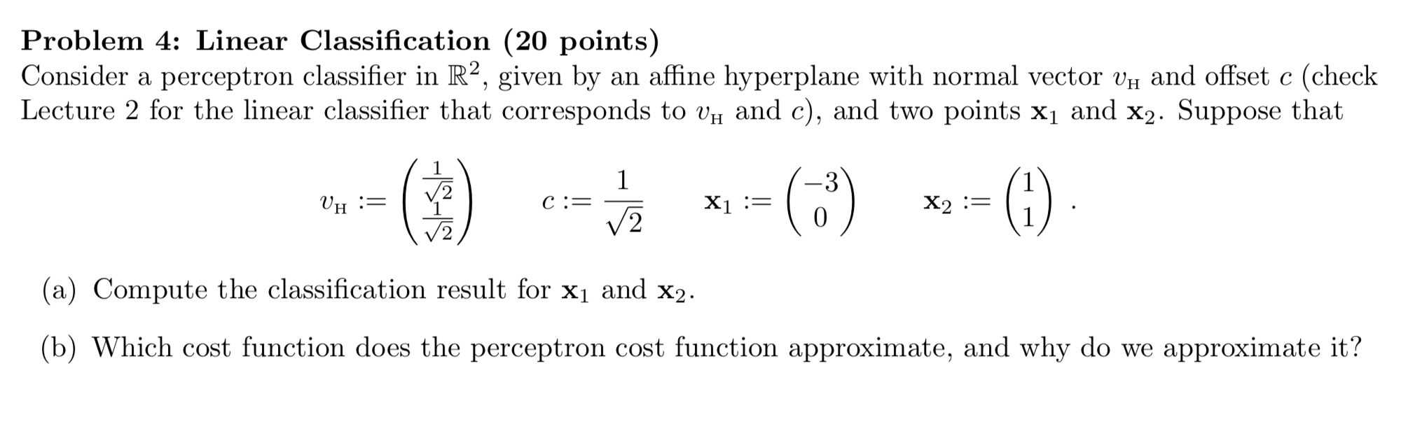 Solved Problem 4 Linear Classification 20 Points Consider 3854