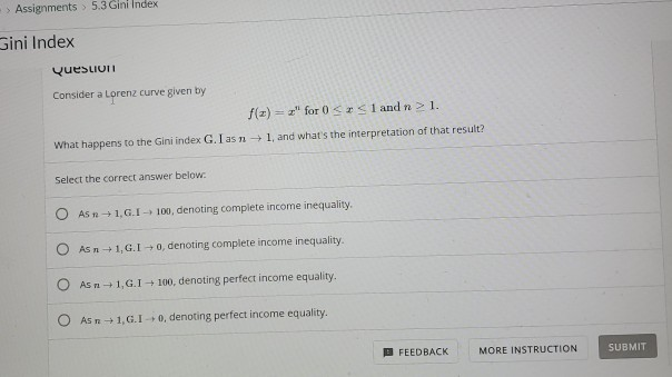 Solved > Assignments > 5.3 Gini Index Gini Index Question | Chegg.com