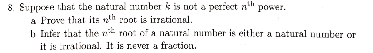 Solved 8. Suppose that the natural number k is not a perfect | Chegg.com