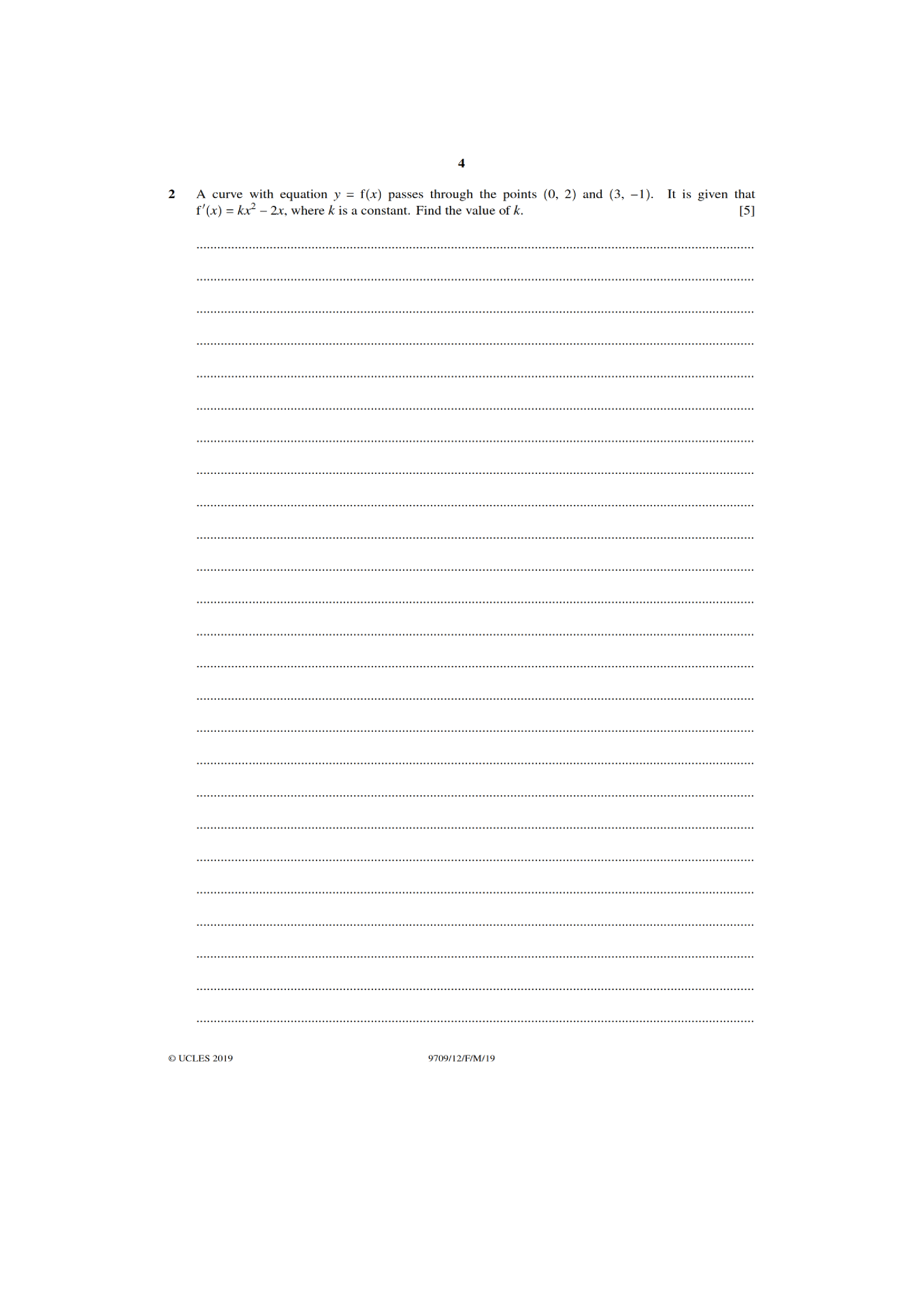 Solved 2 ﻿A curve with equation y=f(x) ﻿passes through the | Chegg.com