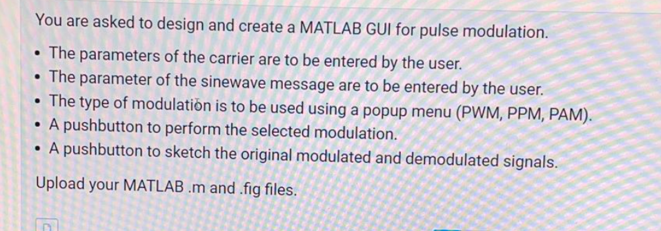 . You are asked to design and create a MATLAB GUI for | Chegg.com