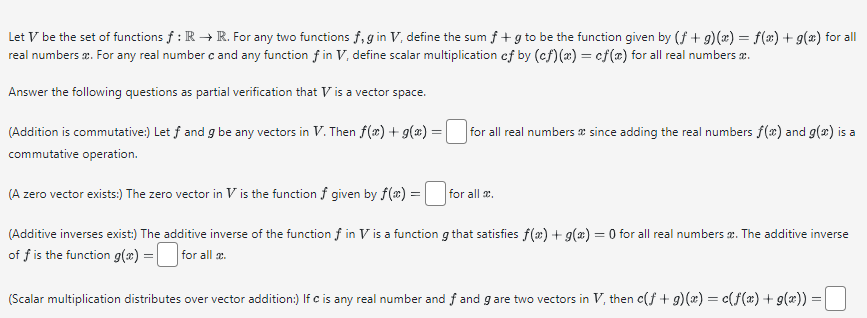Solved Let V ﻿be the set of functions f:R→R. ﻿For any two | Chegg.com