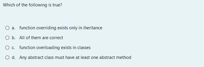 Solved Which of the following is true? a. function | Chegg.com