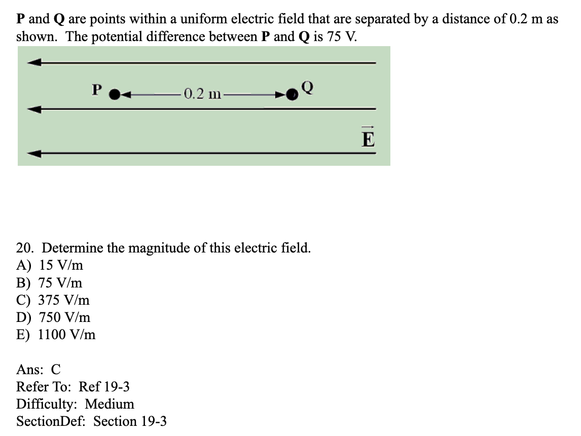 Solved P and Q are points within a uniform electric field | Chegg.com