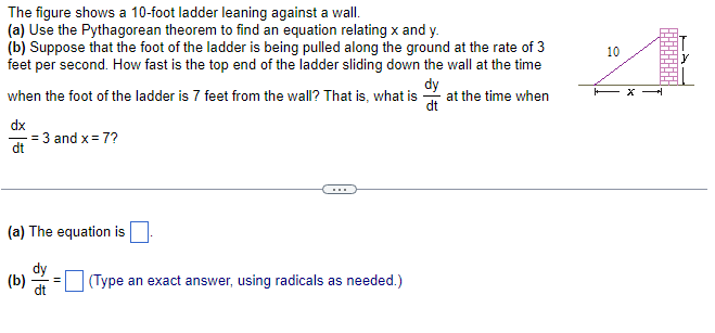 Solved The figure shows a 10 -foot ladder leaning against a | Chegg.com