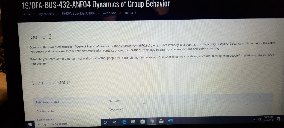Solved 19/DFA-BUS-432-ANFO4 Dynamics of Group Behavior Home | Chegg.com