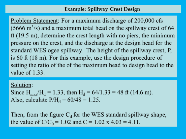 Repeat the Spillway Crest Design Example (below) for | Chegg.com