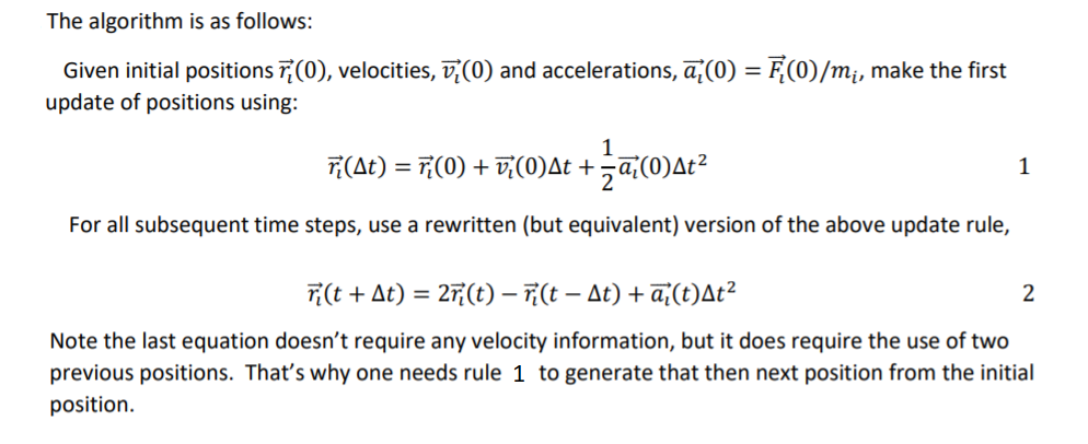 Solved The algorithm is as follows: Given initial positions | Chegg.com
