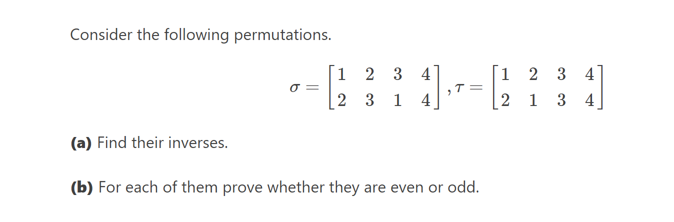 Solved Consider the following permutations. | Chegg.com