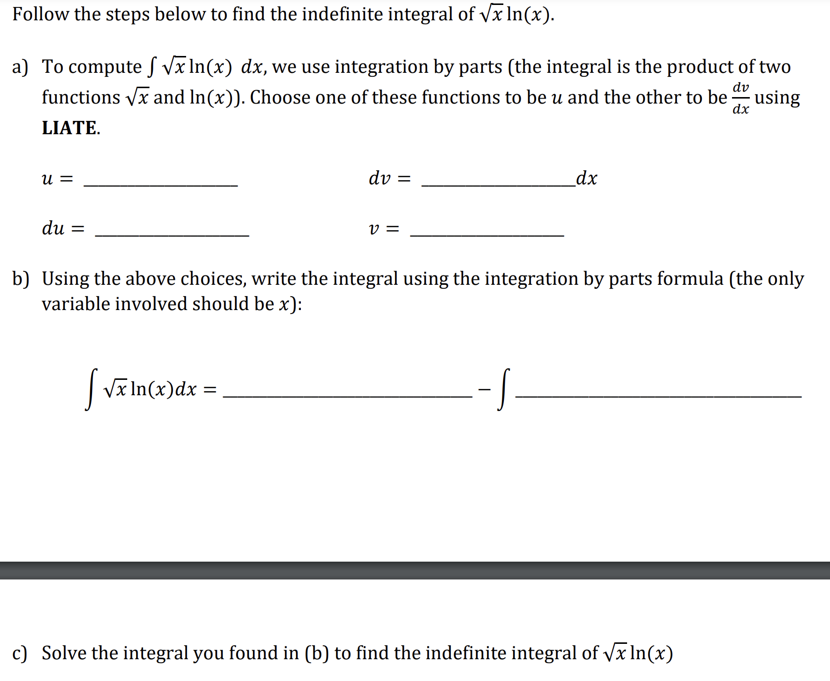 Solved Follow the steps below to find the indefinite | Chegg.com