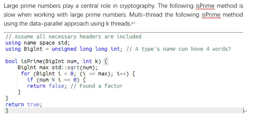 Large prime numbers play a central role in | Chegg.com