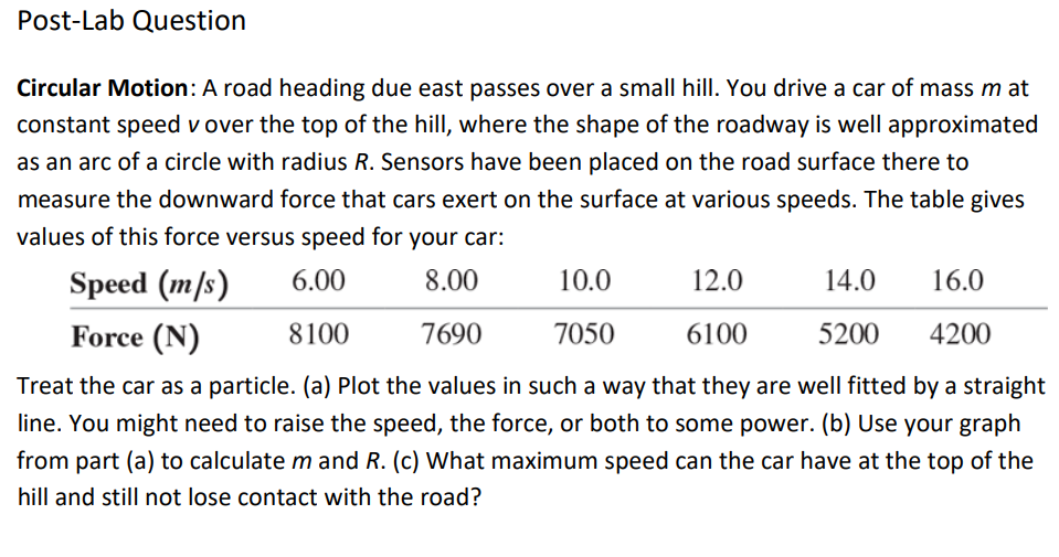 Circular Motion: A road heading due east passes over | Chegg.com