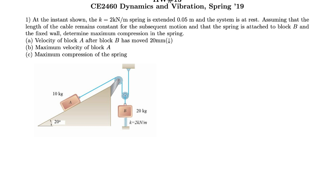 Solved CE2460 Dynamics and Vibration, Spring '19 1) At the | Chegg.com