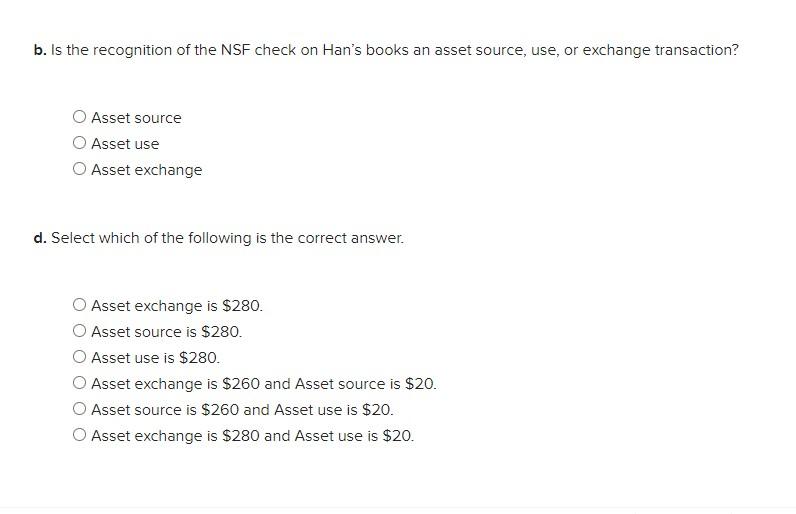 Solved Han's Supplies' bank statement contained a $260 NSF | Chegg.com