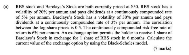 (a) RBS stock and Barclays's Stock are both currently | Chegg.com