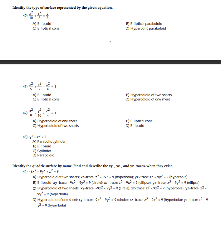 Solved Identify the type of surface represented by the given | Chegg.com