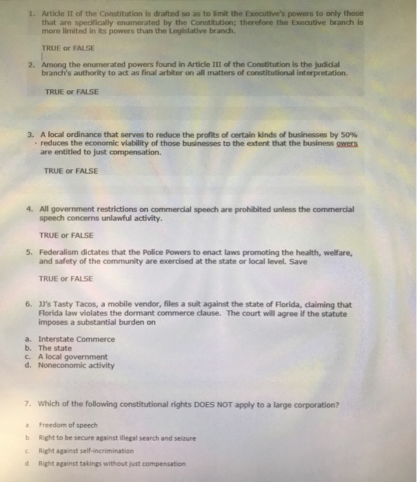 Solved Article II of the Constitution is drafted so as to | Chegg.com