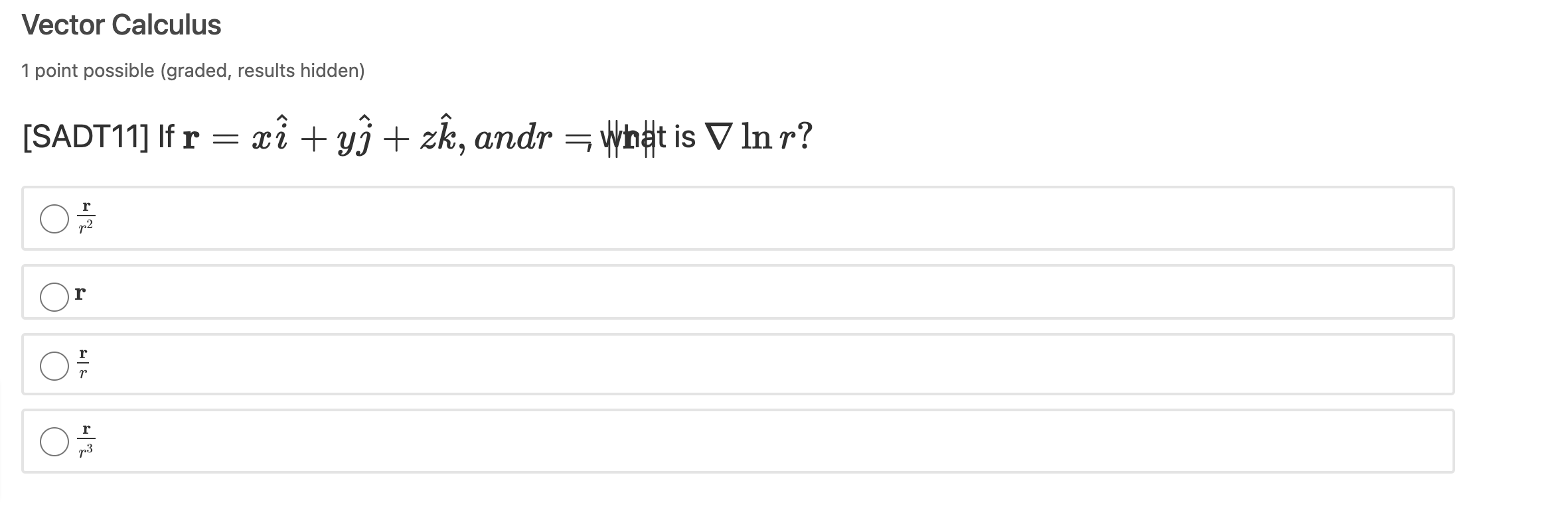 Solved Vector Calculus 1 point possible (graded, results | Chegg.com
