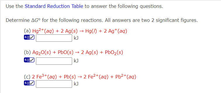 Solved Jse the Standard Reduction Table to answer the | Chegg.com