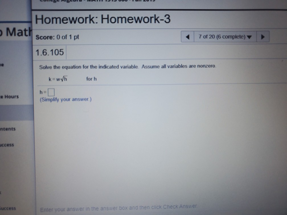 Solved Homework: Homework-3 Math Score: 0 of 1 pt 1.6.105 7 | Chegg.com