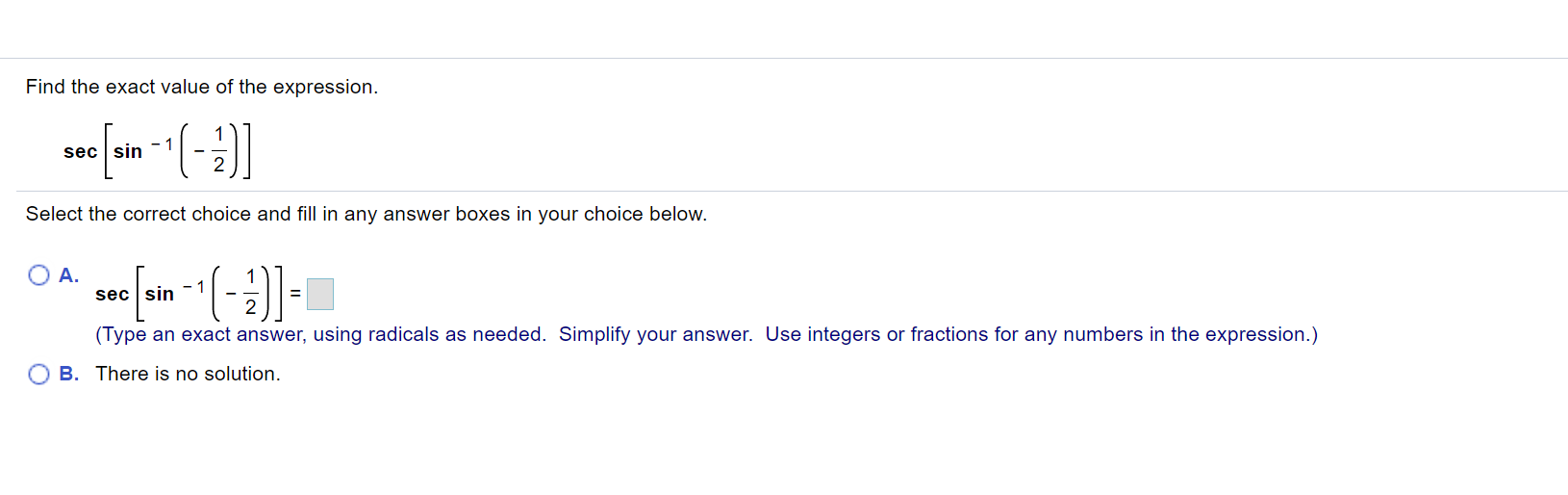 Solved Find the exact value of the expression. soe [sin | Chegg.com