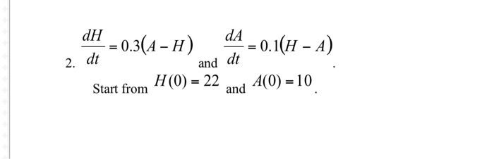 Solved Apply Euler's Method to the differential equations | Chegg.com