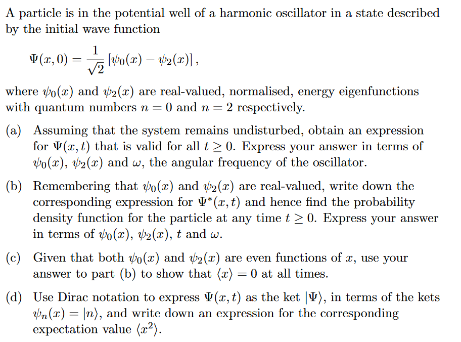 Solved A particle is in the potential well of a harmonic | Chegg.com