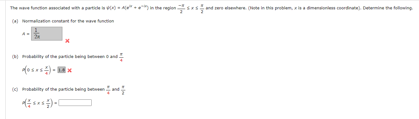 Solved (a) Normalization constant for the wave function A= | Chegg.com