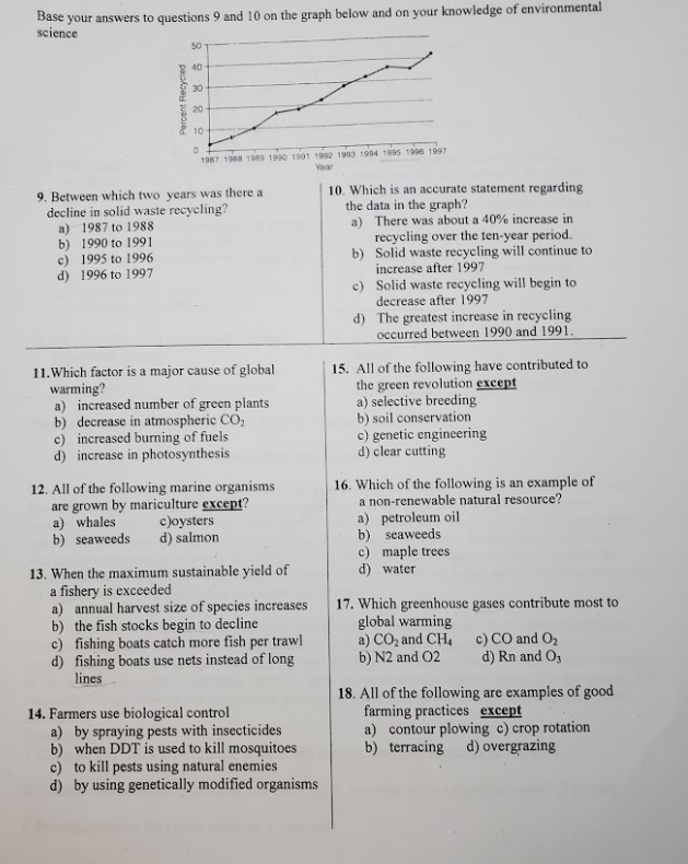 Solved Base your answers to questions 9 and 10 on the graph | Chegg.com