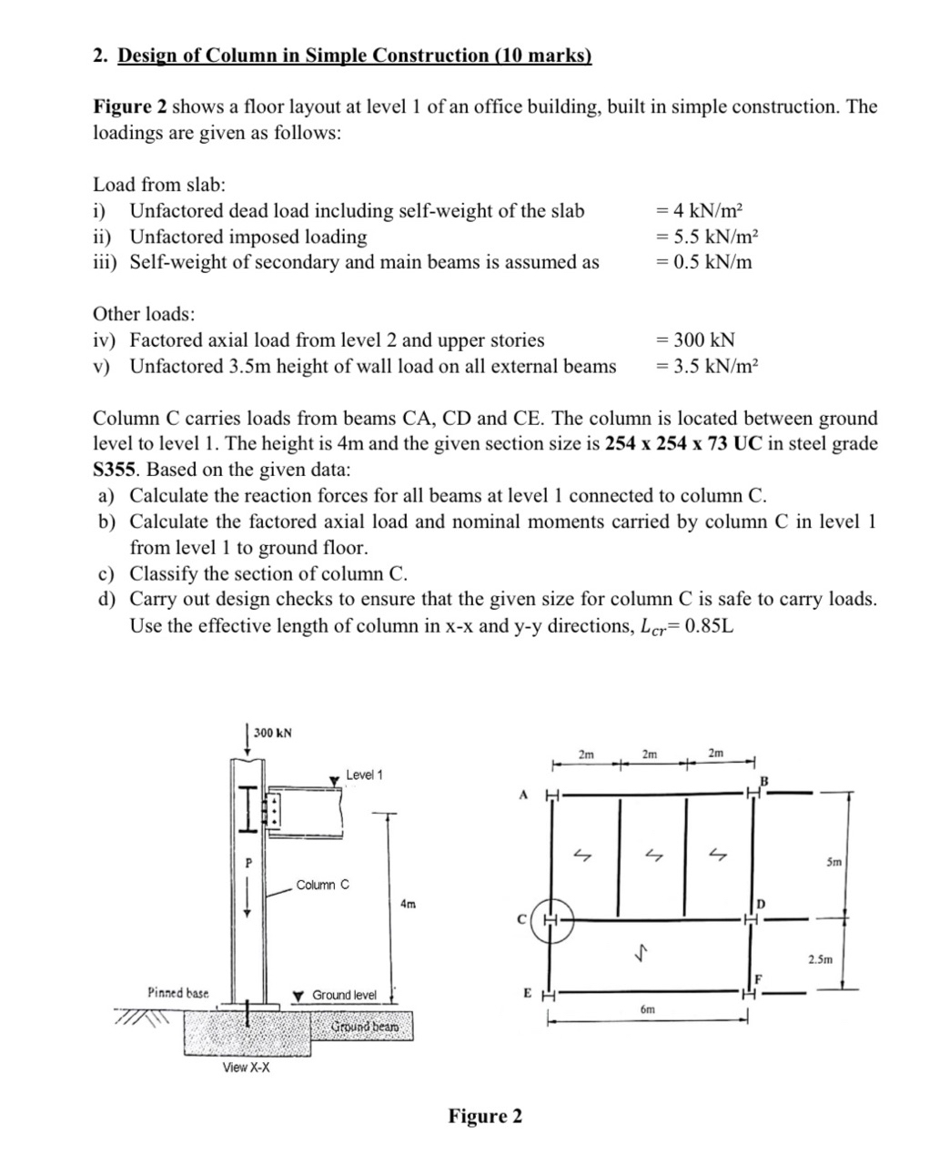 Solved Other loads: iv) Factored axial load from level 2 and | Chegg.com