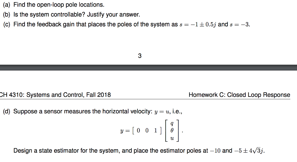 (8) (8 points): The linearized longitudinal motion of | Chegg.com