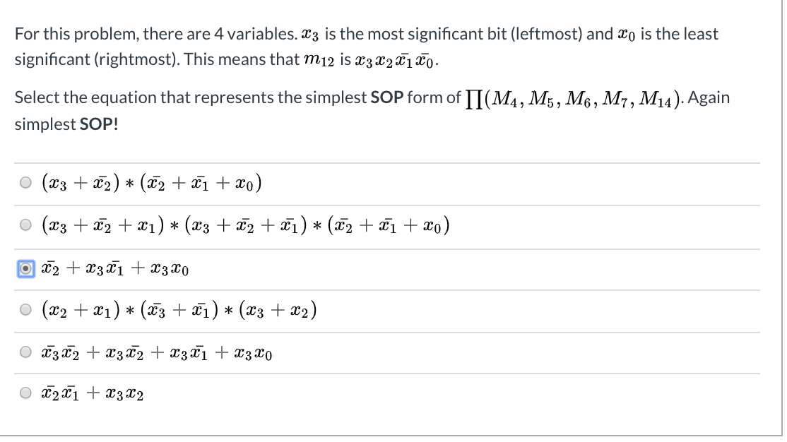 Solved For this problem, there are 4 variables. X3 is the | Chegg.com