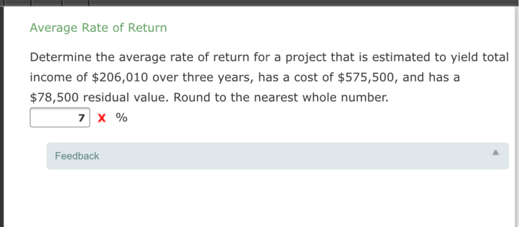 Solved Average Rate of Return Determine the average rate of | Chegg.com