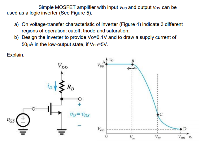 Solved Simple MOSFET amplifier with input vos and output | Chegg.com