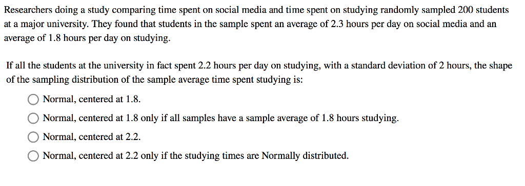 Solved Researchers doing a study comparing time spent on | Chegg.com Solved Researchers doing a study comparing time spent on | Chegg.com