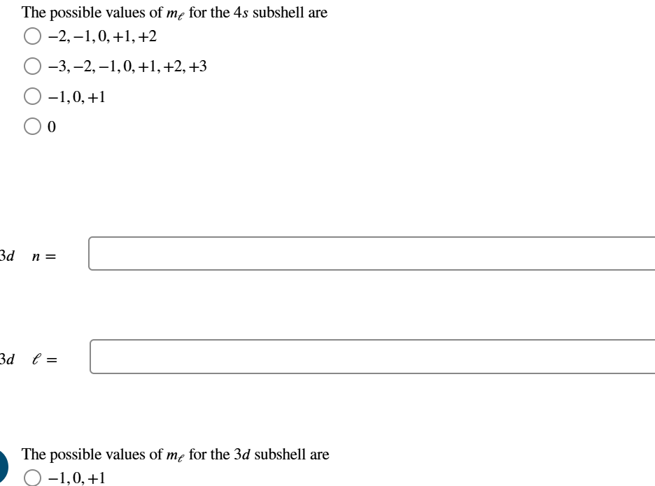 High Quality SOLUTION The possible values of ml ﻿for the 4s ﻿subshell | Chegg.com