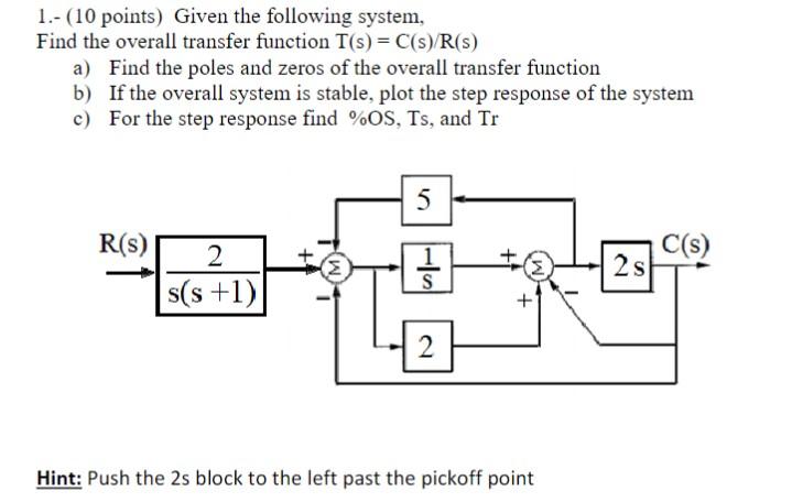 Solved 1.- (10 points) Given the following system, Find the | Chegg.com