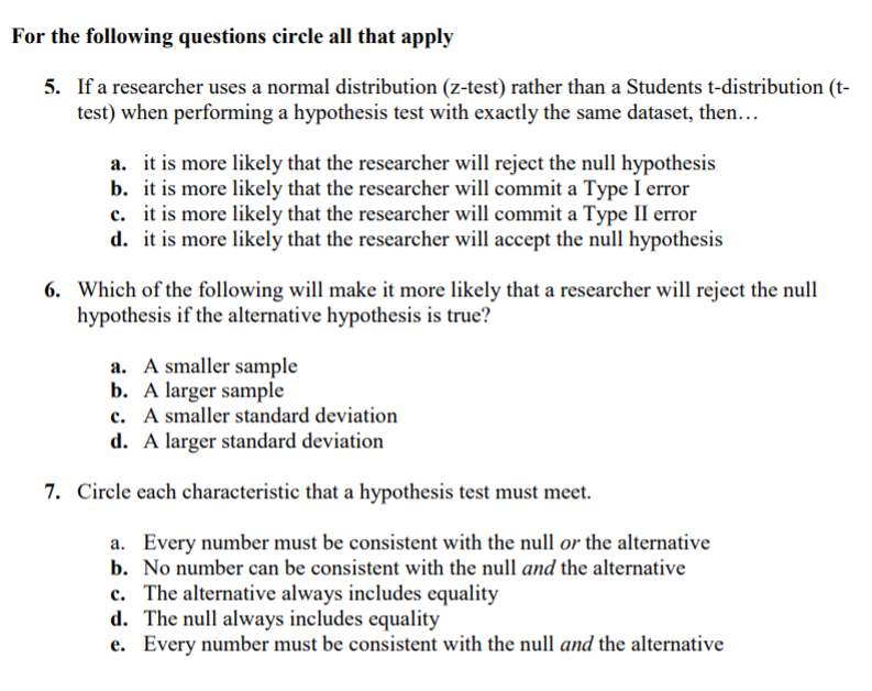 Solved For the following questions circle all that apply 5. | Chegg.com