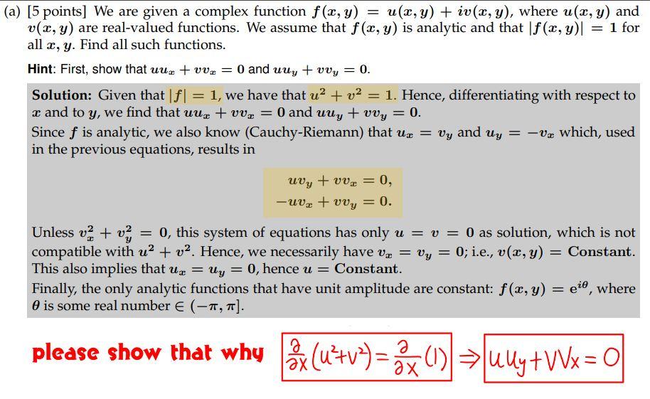 Solved [5 points] We are given a complex function | Chegg.com