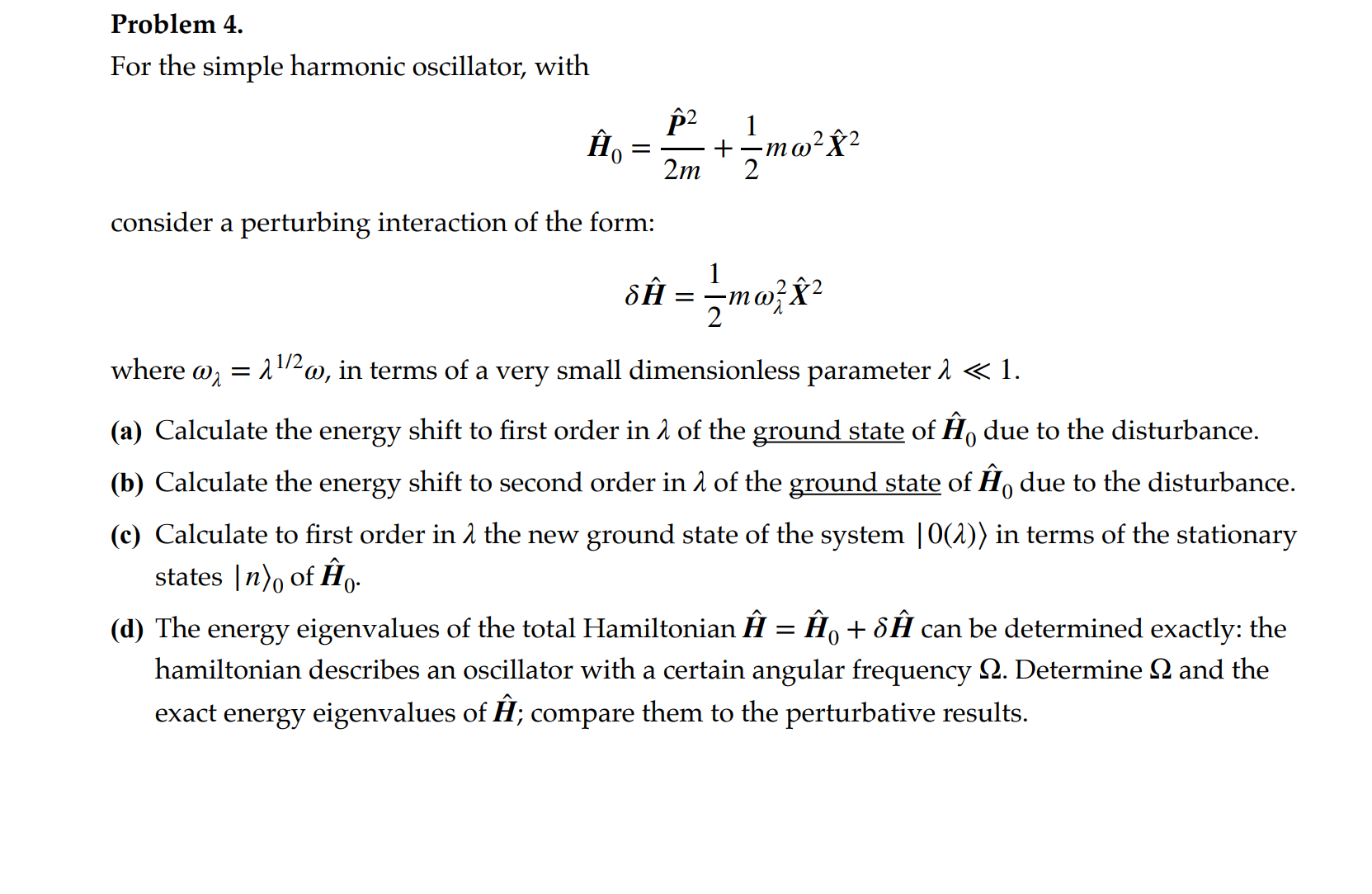 Solved Problem 4.For the simple harmonic oscillator, | Chegg.com