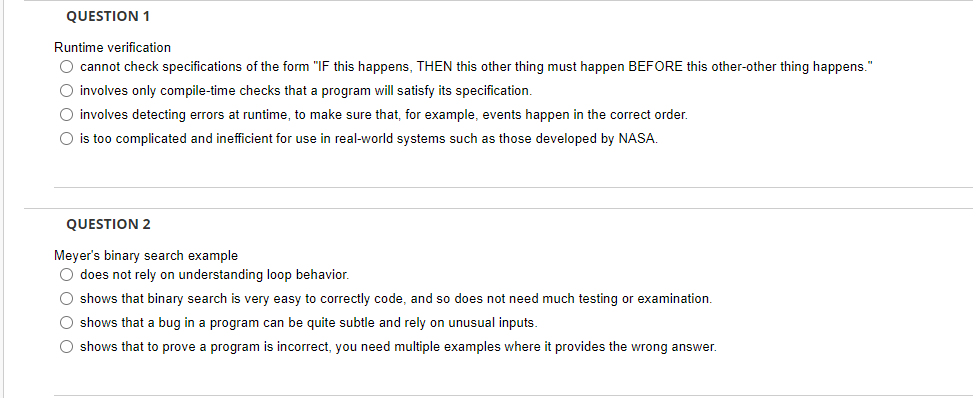 Solved Runtime verification cannot check specifications of | Chegg.com