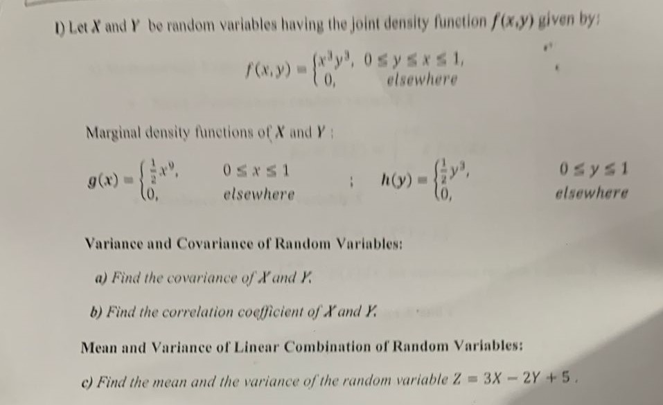 Solved Let x ﻿and Y ﻿be random variables having the joint | Chegg.com