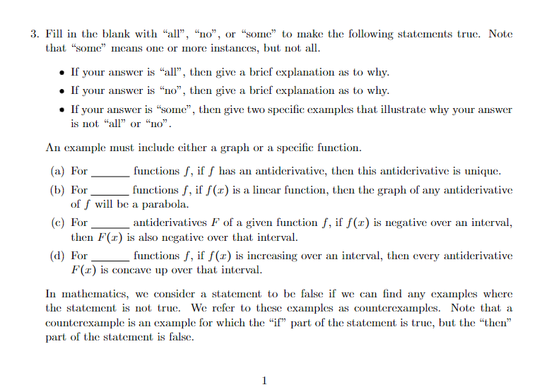 Solved 3. Fill in the blank with "all", "no", or "some" to | Chegg.com