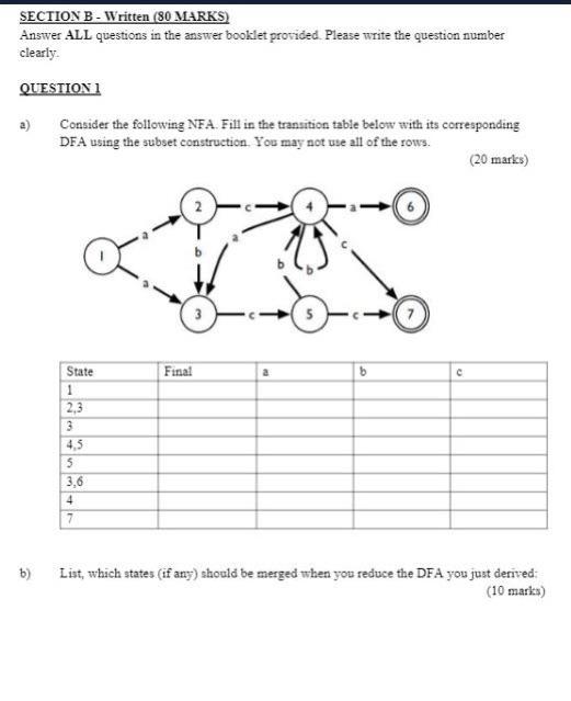 SECTION B - Written (80 MARKS) Answer ALL questions | Chegg.com