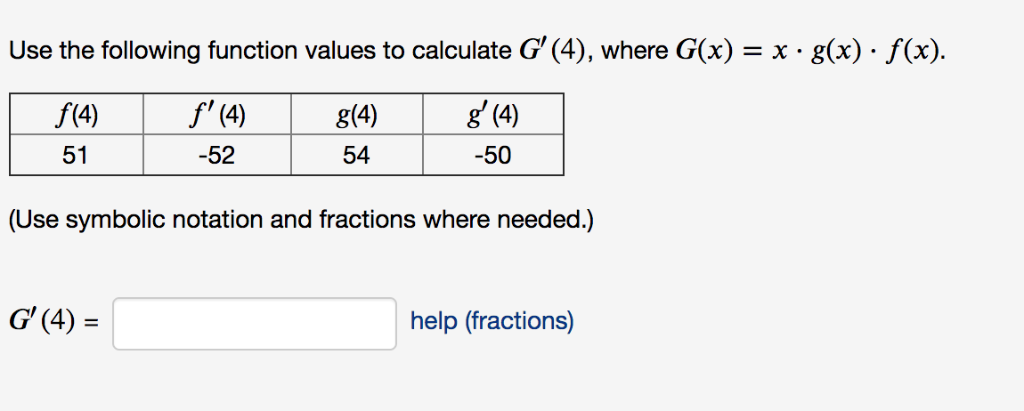 Solved g(x) f(x) Use the following function values to | Chegg.com